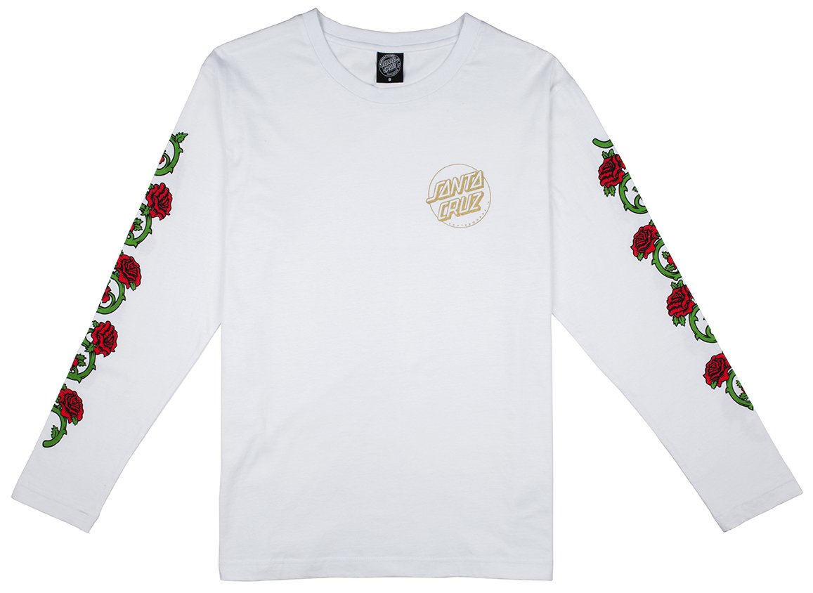 Buy Santa Cruz Women's Roses Longsleeve White at Sick Skateboard Shop